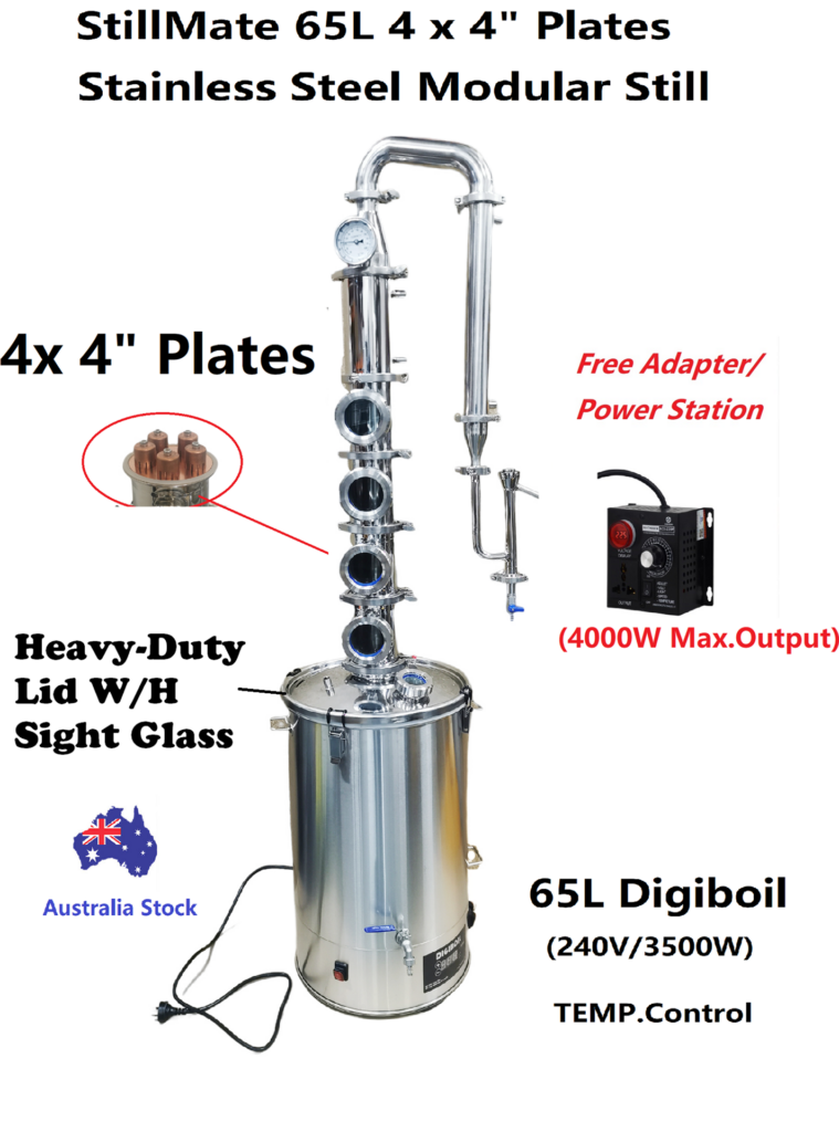 StillMate 65L SS 4" x 4 Plate Modular Micro Distillery - Free Power ...