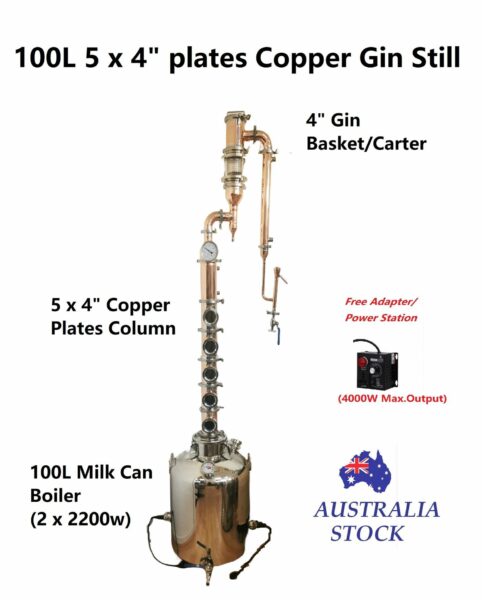 100L/240V/4400W 5 x 4" Plates Copper Gin Making Distillery Free power ...