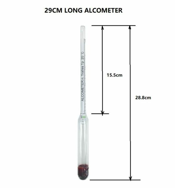Long Alcometer 0 -100% scale -29cm long - Brewers Choice