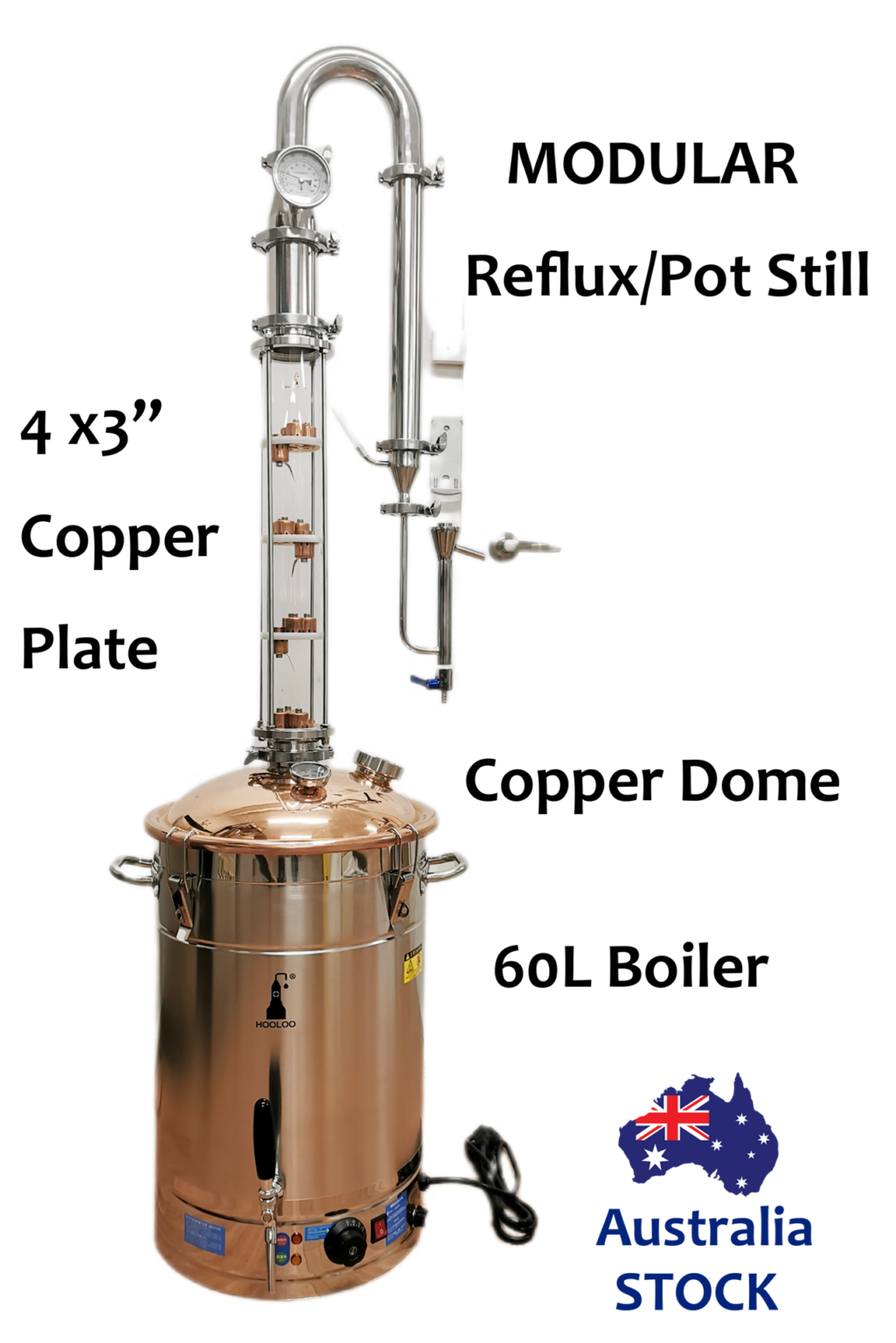 60L Stillmate 4 x 3" Crystal Clear Bubble Plate Still Kit Frew power ...