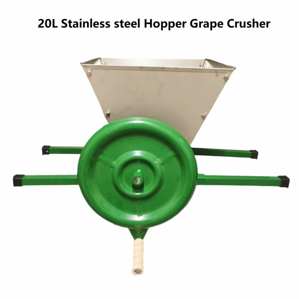 Manual 20L Stainless Steel Hopper Grape Crusher - Brewers Choice