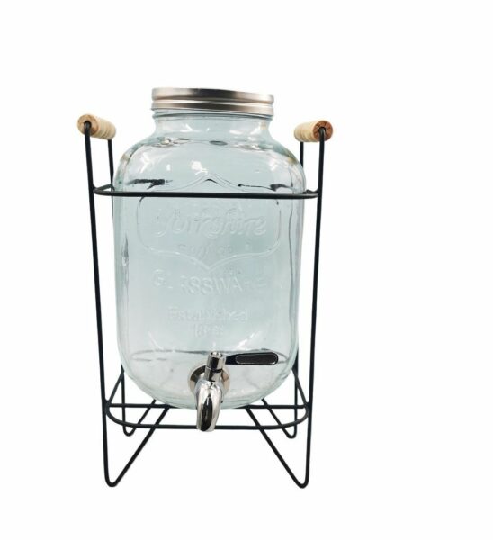 New 5L glass jar with SS tap and frame - Brewers Choice