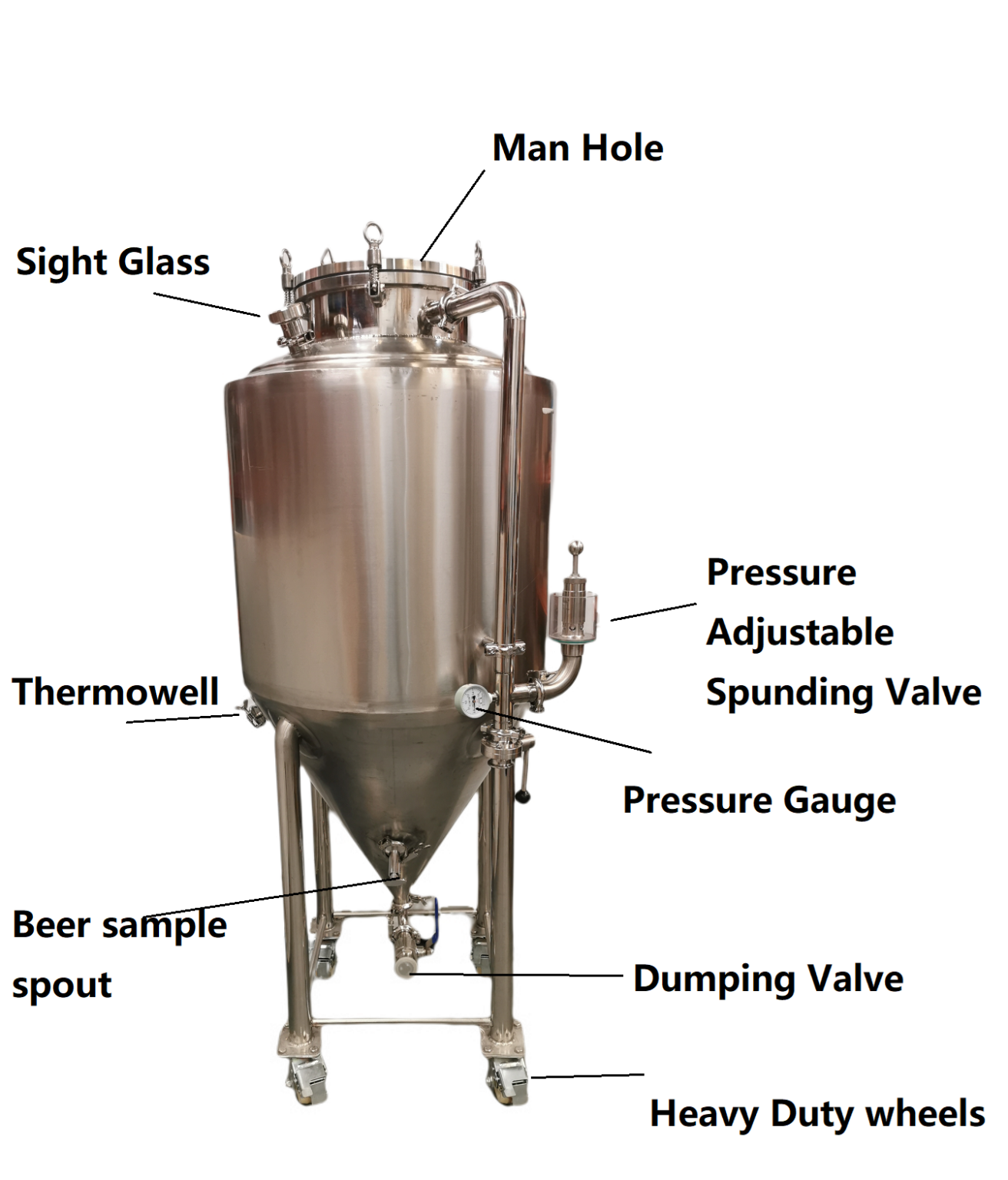 200L Full Stainless Steel Triple skin Conical Fermenter with Jacket and ...
