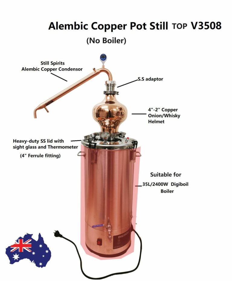 Alembic Distillation Lid/ Copper Onion & Condensor Kit (No Boiler ...